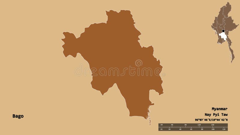 Bago Region map vector stock vector. Illustration of outline - 134708630