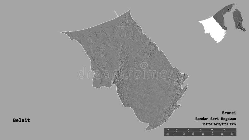 Belait, District of Brunei, Zoomed. Bilevel Stock Illustration ...