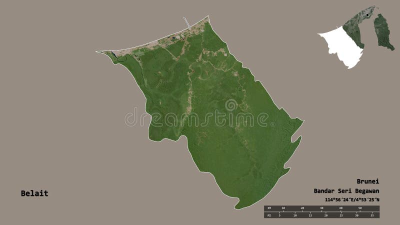 Belait District Nation of Brunei, the Abode of Peace, Borneo Island Map ...