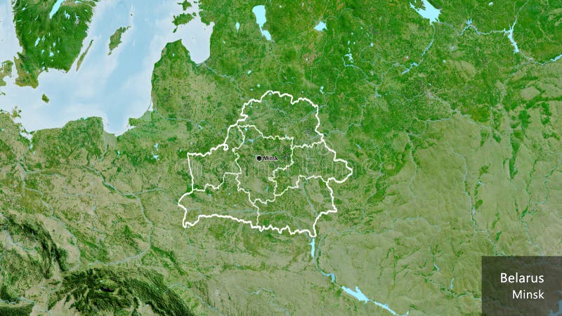 Shape of Belarus with Regional Borders. Satellite. Labels Stock ...