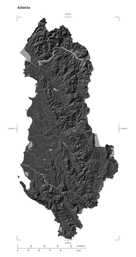 Albania Shape on Black. Low-res Satellite Stock Illustration ...