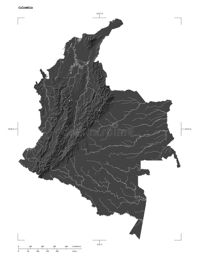 Colombia Shape on White. Bilevel Stock Illustration - Illustration of ...