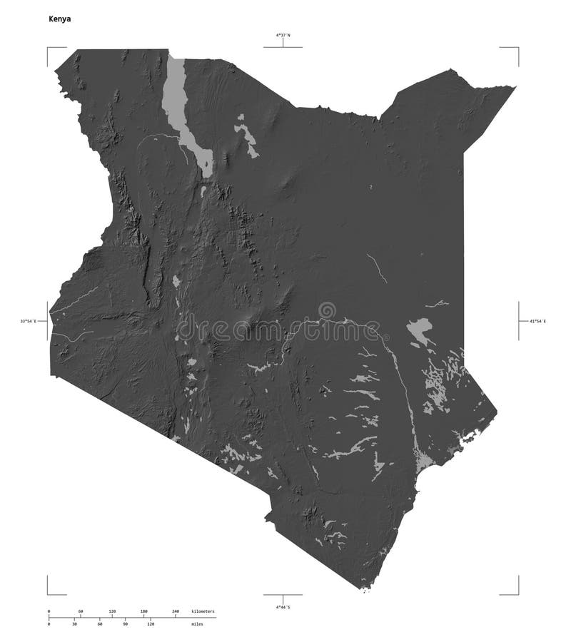 Kenya Shape on White. High-res Satellite Stock Illustration ...