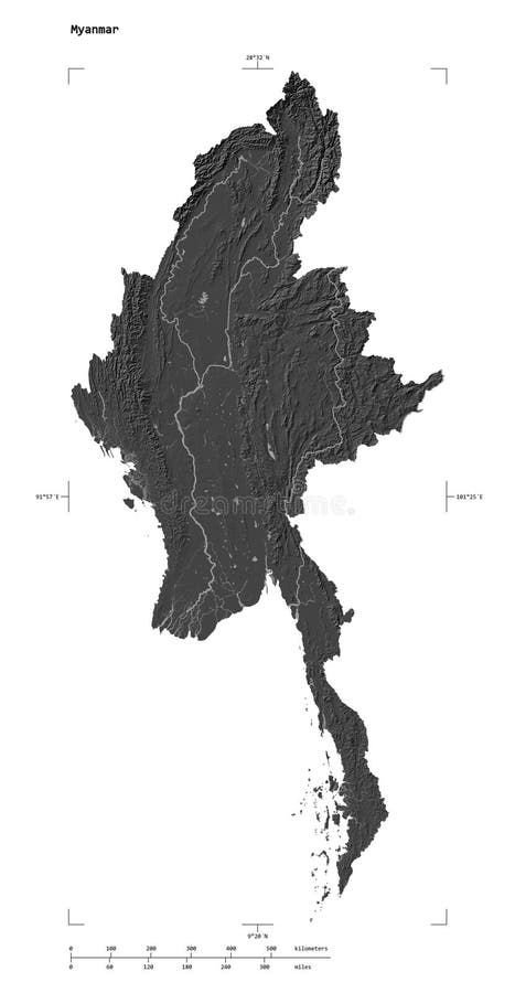 Myanmar Shape on White. Bilevel Stock Illustration - Illustration of ...