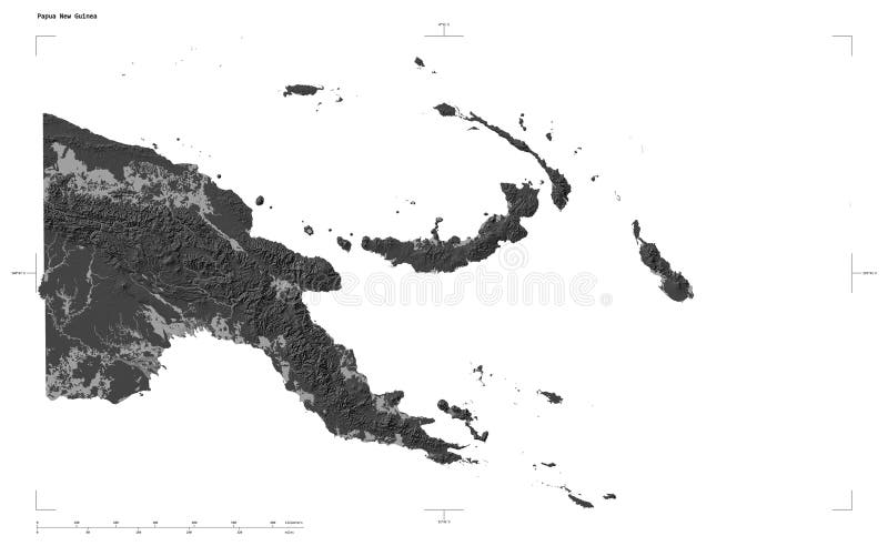 Papua New Guinea Shape on White. High-res Satellite Stock Illustration ...