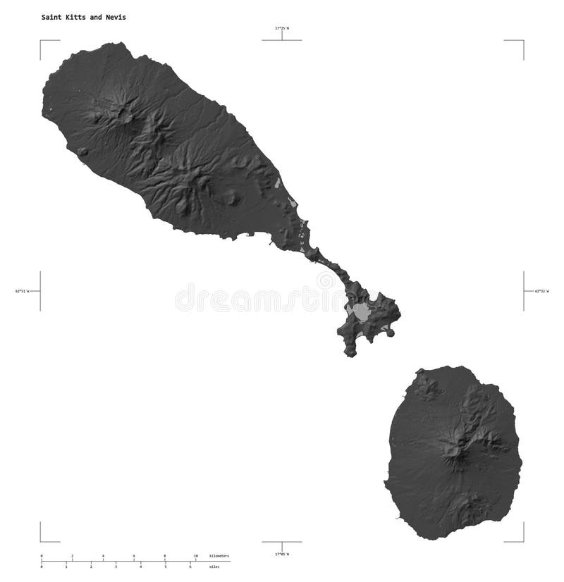 Saint Kitts and Nevis Shape on White. Bilevel Stock Illustration ...