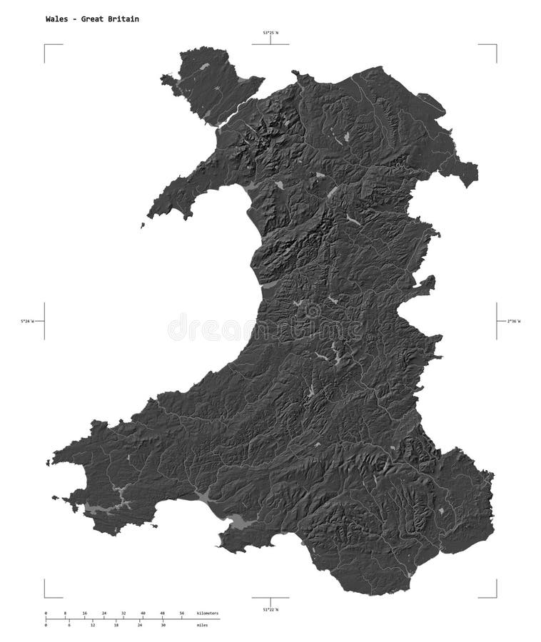 Wales - Great Britain Shape on White. Bilevel Stock Illustration ...