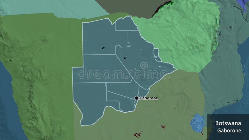 Shape of Botswana with Regional Borders. Administrative. Labels Stock ...