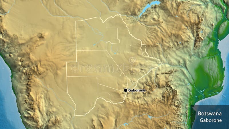Shape of Botswana with Regional Borders. Physical. Labels Stock ...