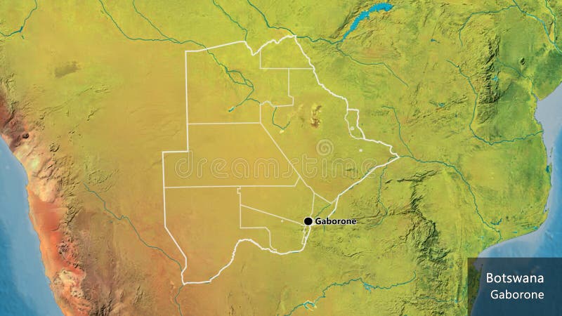 Shape of Botswana with Regional Borders. Topographic. Labels Stock ...
