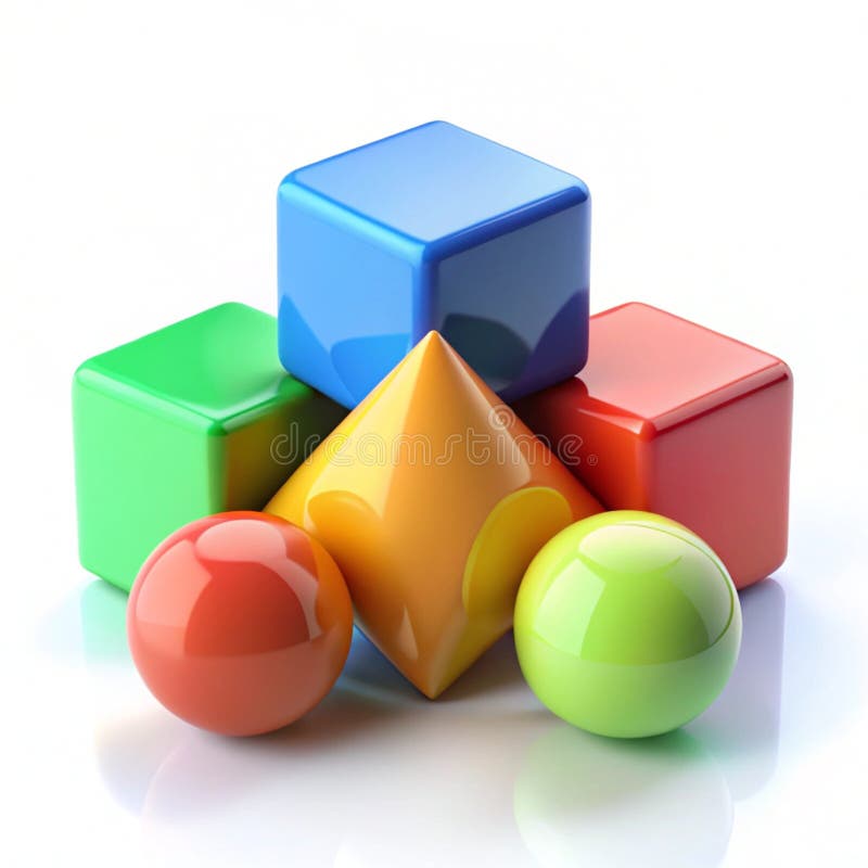 Shape Builder 3D Illustration Isolated on White Background Stock ...