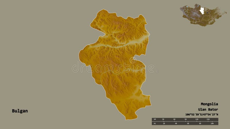 Bulgan, Province of Mongolia, Zoomed. Relief Stock Illustration ...