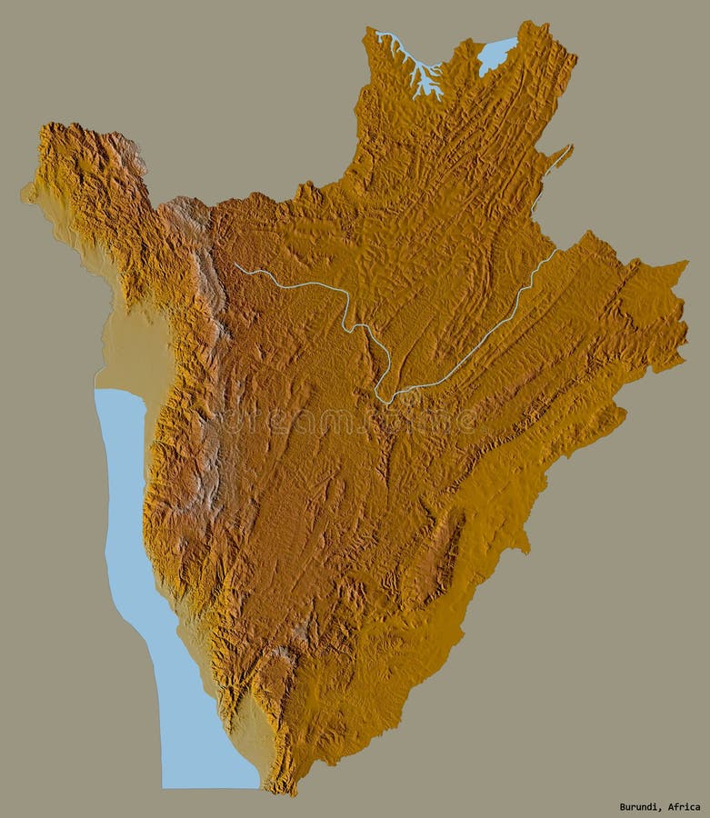 Burundi on solid. Relief stock illustration. Illustration of territory ...