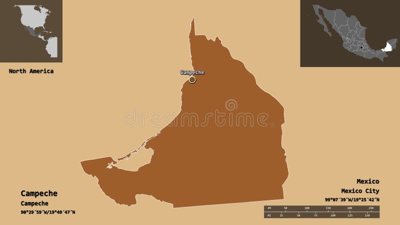 3d Map of Campeche is a State of Mexico Stock Illustration ...