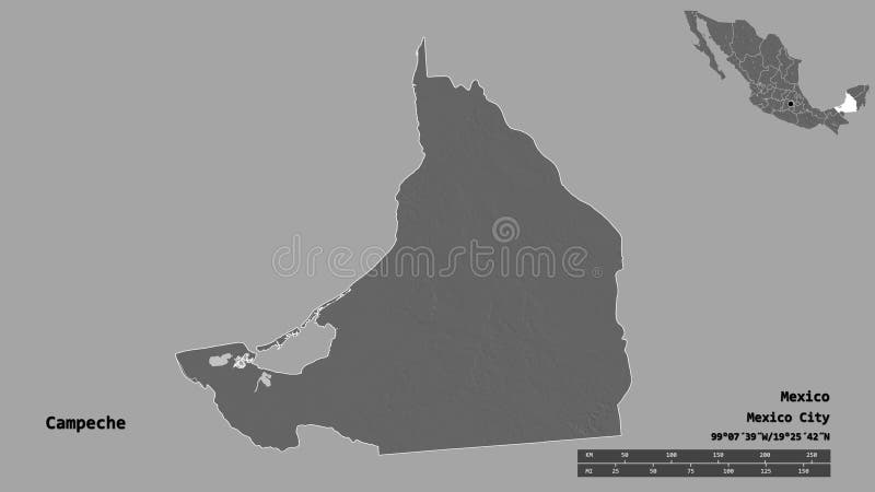 3d Map of Campeche is a State of Mexico Stock Illustration ...