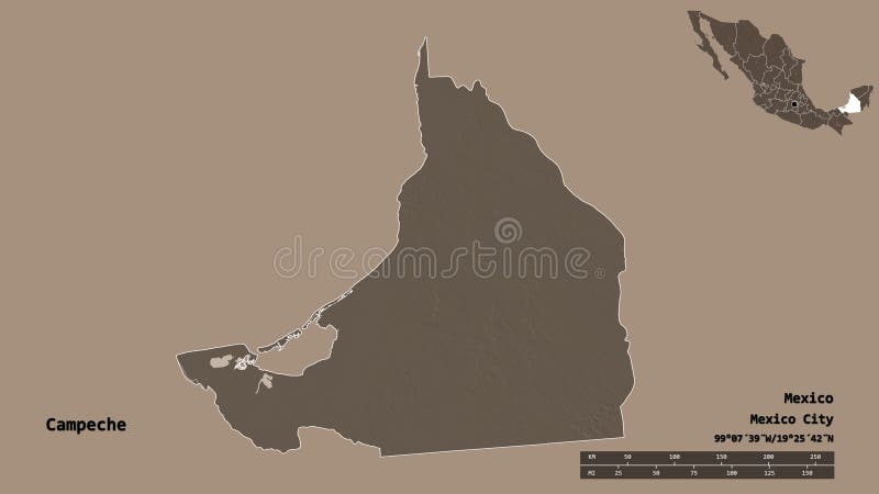 3d Map of Campeche is a State of Mexico Stock Illustration ...