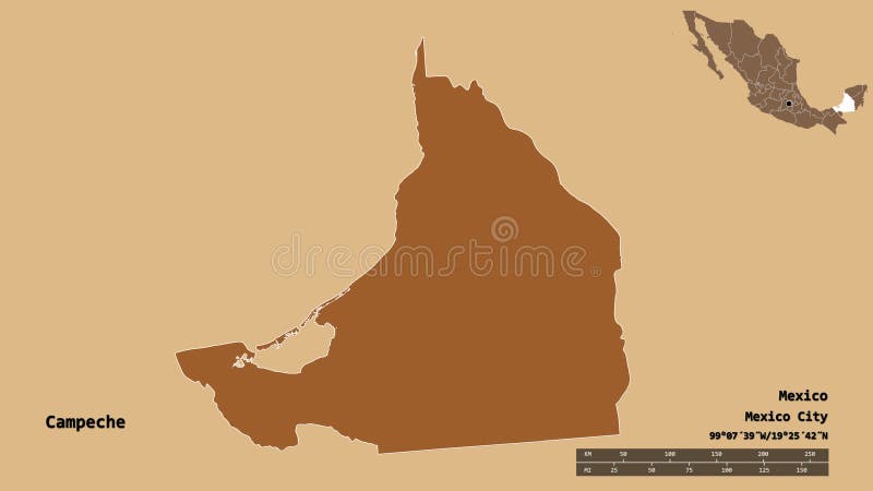 3d Map of Campeche is a State of Mexico Stock Illustration ...