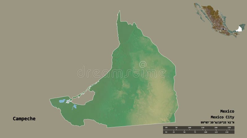 3d Map of Campeche is a State of Mexico Stock Illustration ...