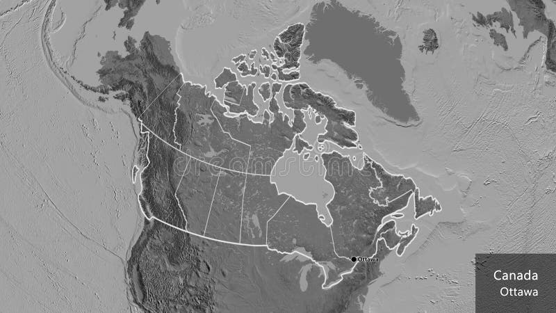 Shape of Canada with Regional Borders. Bilevel. Labels Stock ...