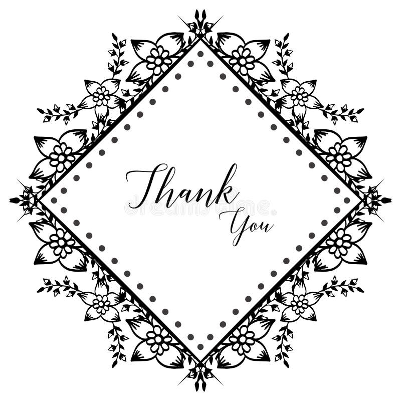 Shape of Card Thank You, Design Element Floral Frame, Isolated on a ...