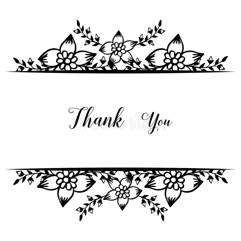 Shape of Card Thank You, Design Element Floral Frame, Isolated on a ...