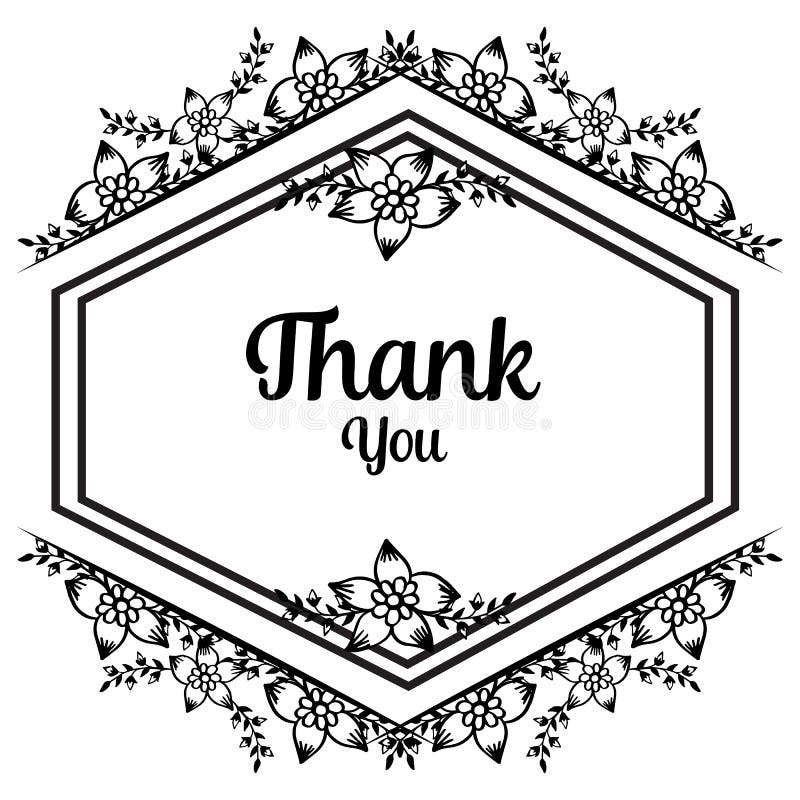 Shape of Card Thank You, Design Element Floral Frame, Isolated on a ...