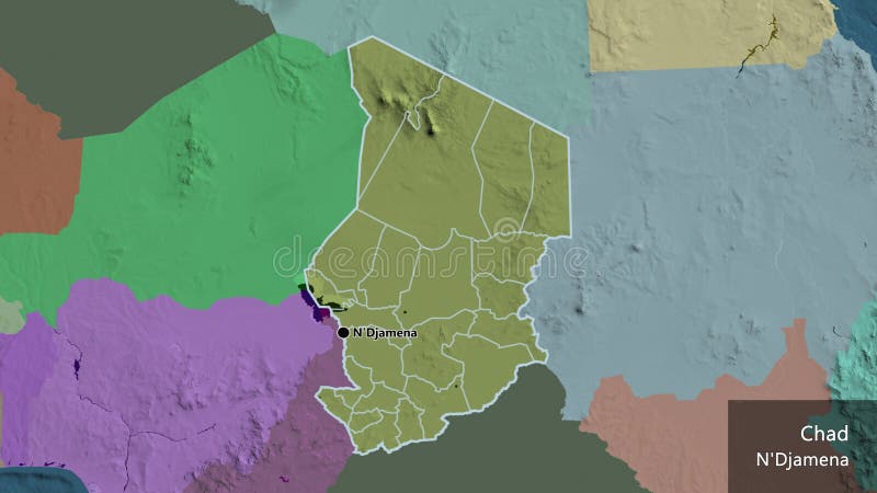 Shape of Chad with Regional Borders. Administrative. Labels Stock ...