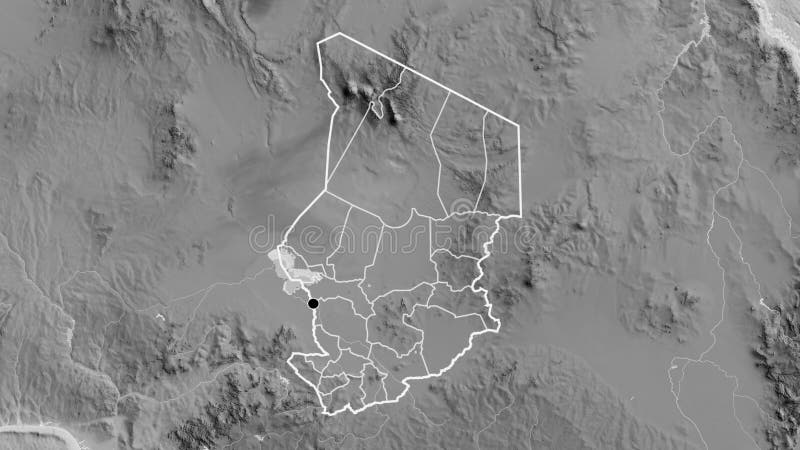 Shape of Chad with Regional Borders. Grayscale. Stock Illustration ...