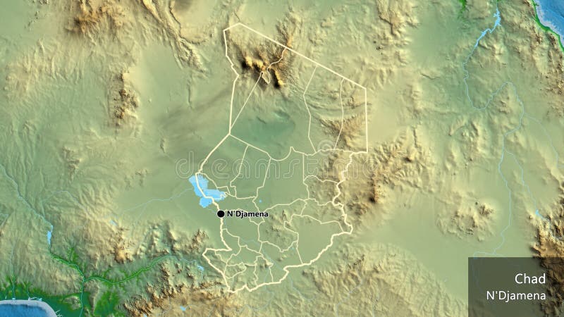 Shape of Chad with Regional Borders. Physical. Labels Stock ...
