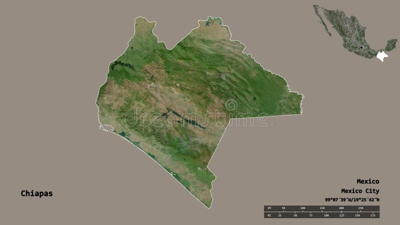 Chiapas, State of Mexico, Zoomed. Satellite Stock Illustration ...