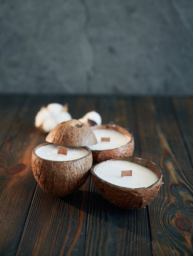 In Shape of Coconut. Handmade Beautiful Decorative Candles on the ...