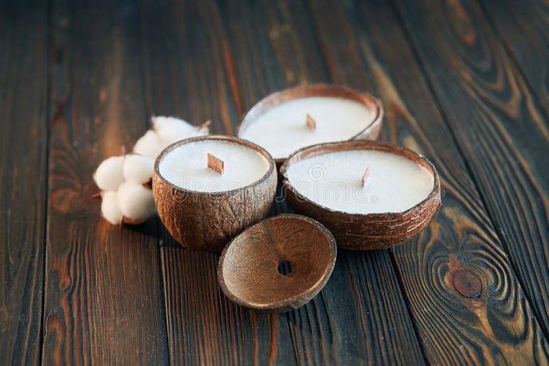 In Shape of Coconut. Handmade Beautiful Decorative Candles on the ...