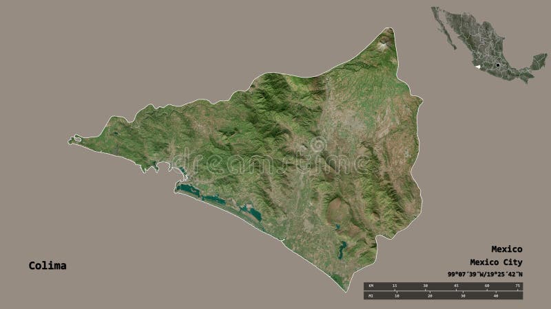 Colima, State of Mexico, Zoomed. Satellite Stock Illustration ...