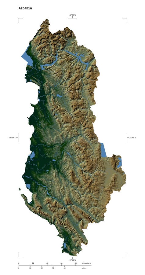 Albania Shape on White. Physical Stock Illustration - Illustration of ...
