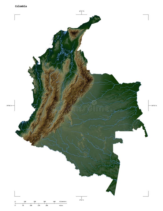 Colombia Shape on White. Topo French Stock Illustration - Illustration ...