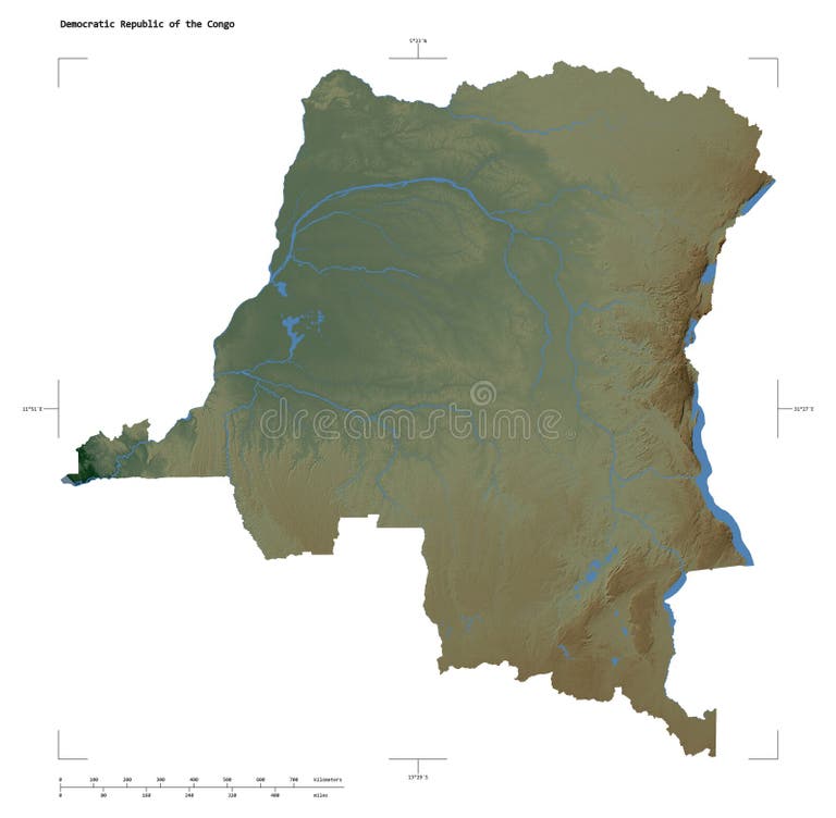 Democratic Republic of the Congo Shape on White. Physical Stock ...