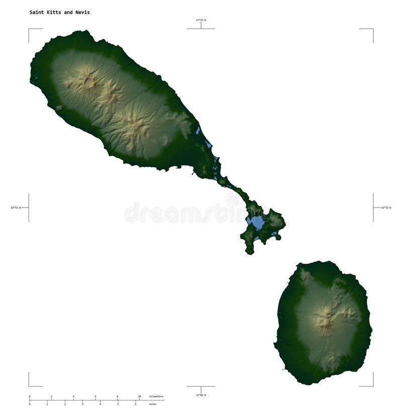 Saint Kitts and Nevis Shape on White. Physical Stock Illustration ...