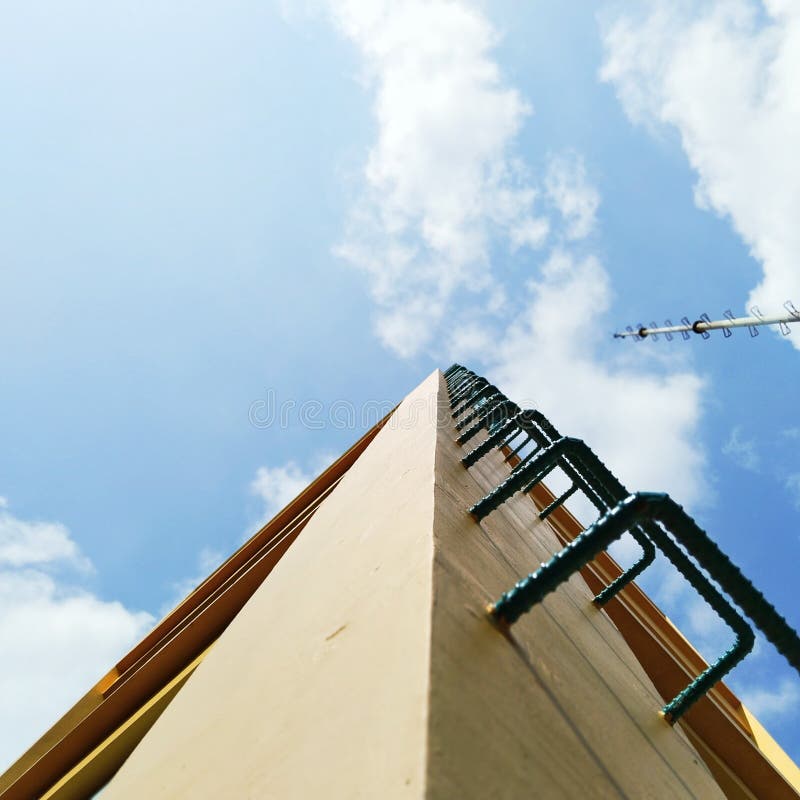 A Shape from Corner of Water Building Tower Corner with Blue Sky ...