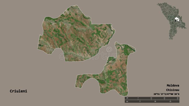 Criuleni, District of Moldova, Zoomed. Satellite Stock Illustration ...
