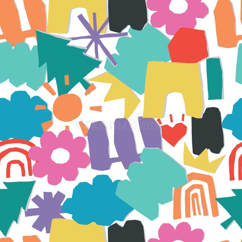 Shape Cut Out Paper Seamless Pattern.illustration Vector for Wrap ...