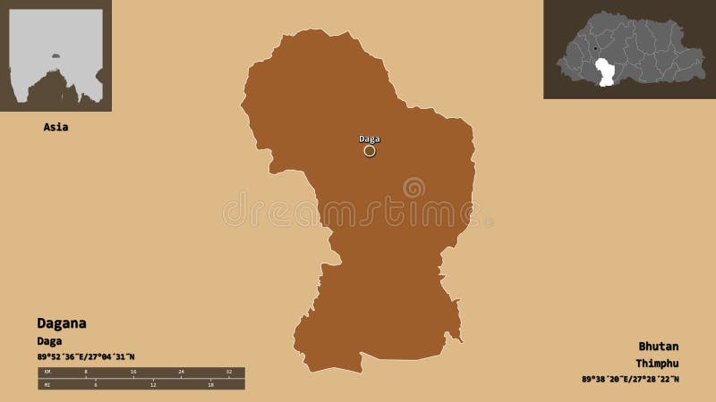 Dagana District Districts of Bhutan, Kingdom of Bhutan Map Vector ...