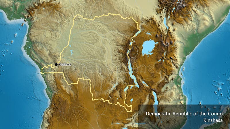 Shape of Democratic Republic of the Congo. Outlined. Relief. Lab Stock ...