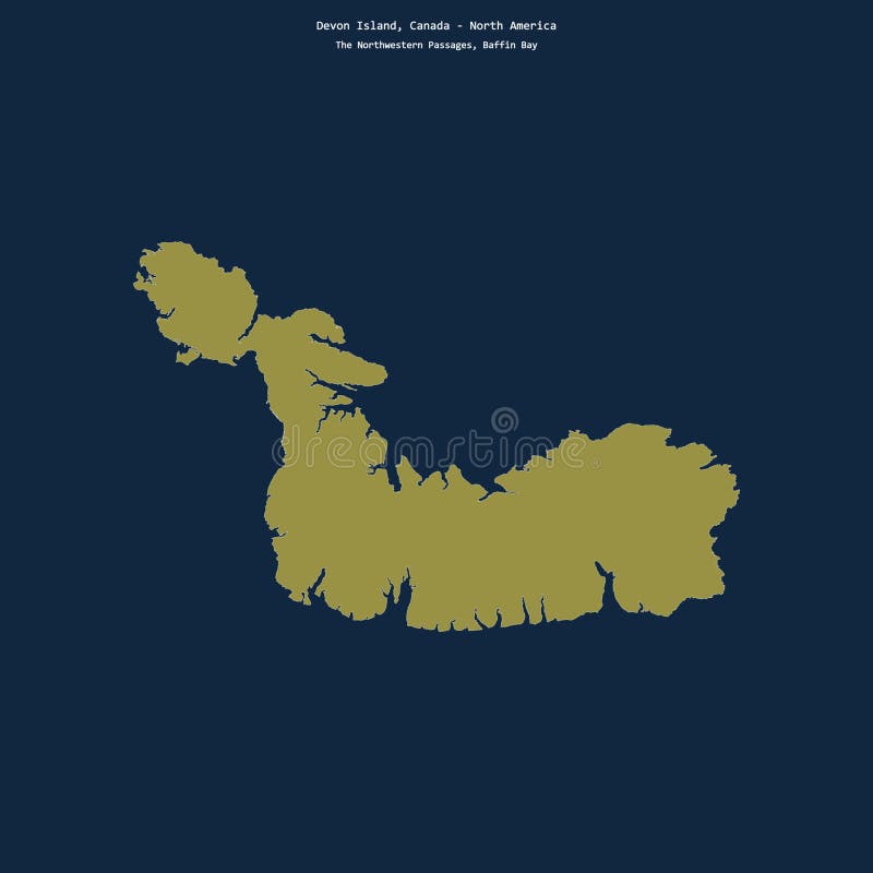 Shape of Devon Island. Canada. Yellow Stock Illustration - Illustration ...