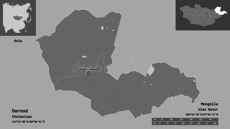 Dornod Province Watercolor Map of Mongolia Stock Illustration ...