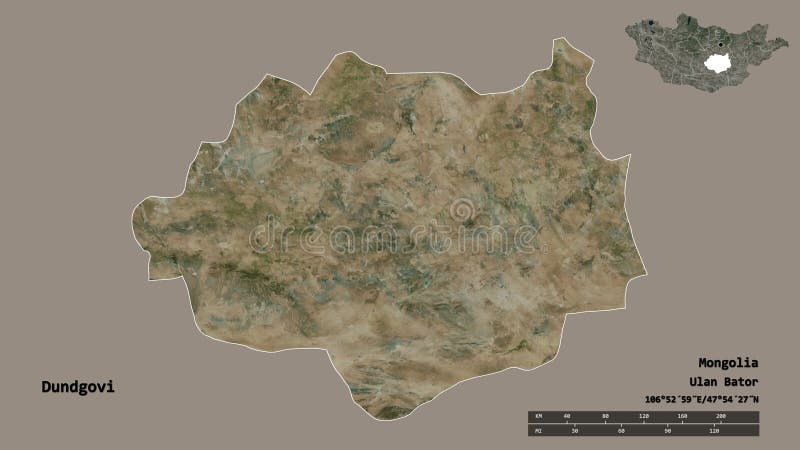 Dundgovi, Province of Mongolia, Zoomed. Satellite Stock Illustration ...