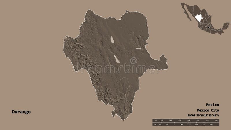 Durango State Location on Map of Mexico Stock Vector - Illustration of ...