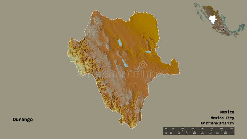 Durango, State of Mexico, Zoomed. Relief Stock Illustration ...