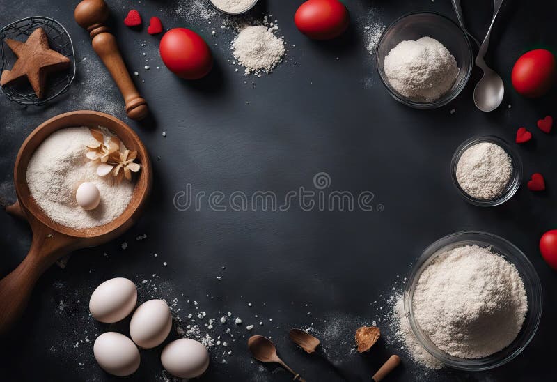 Shape Eggs Flat Heart Table Kitchen Flour Background Rolling Lay Top ...