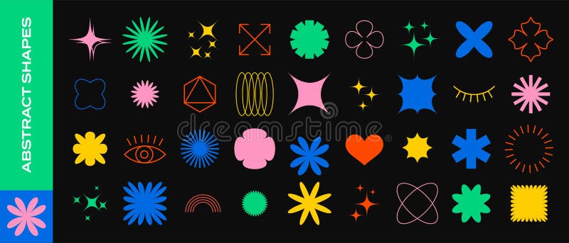 Shape Elements, Geometric Abstract Graphic Minimal Design, Vector Patch ...