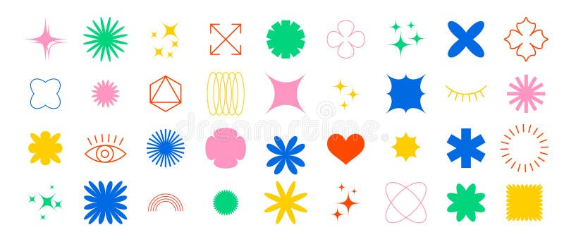 Shape Elements, Geometric Abstract Graphic Minimal Design, Vector Patch ...